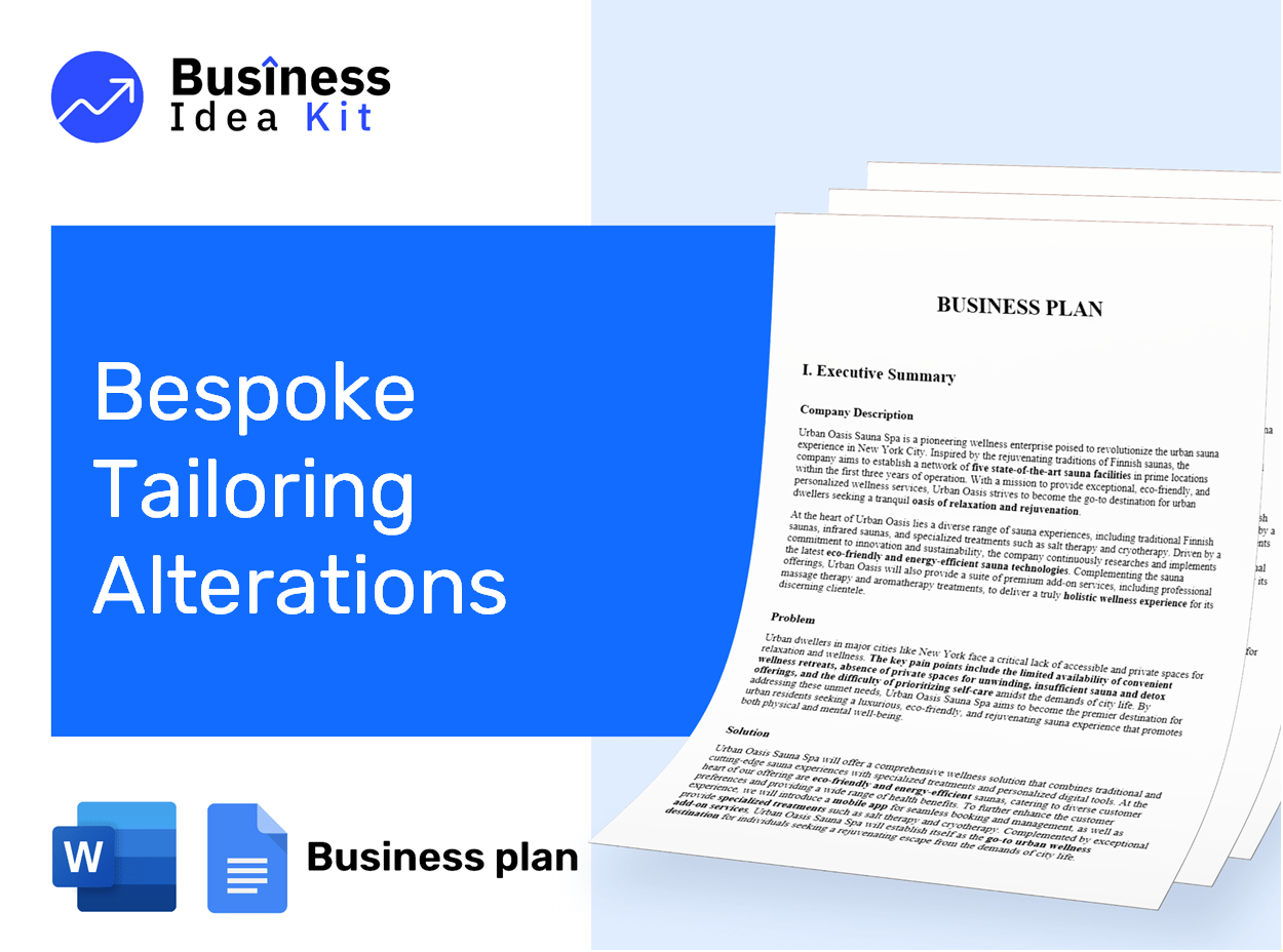 Bespoke Tailoring Alterations Business Plan Example – BusinessIdeaKit.com