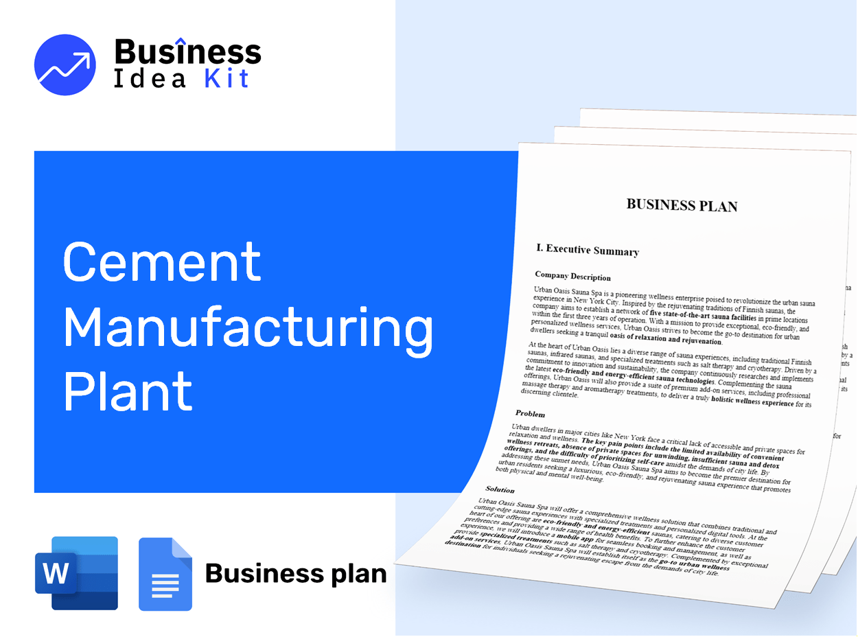 Cement Manufacturing Plant Business Plan Example