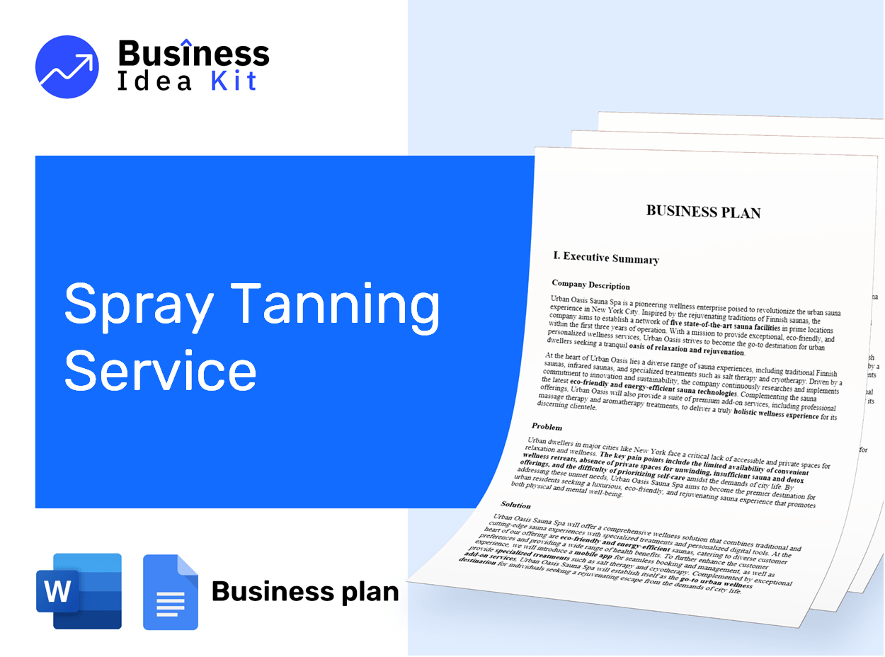 Spray Tanning Service Business Plan Example