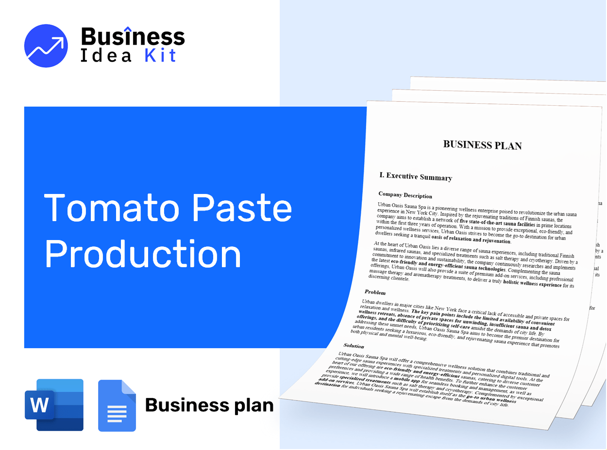 Tomato Paste Production Business Plan Example