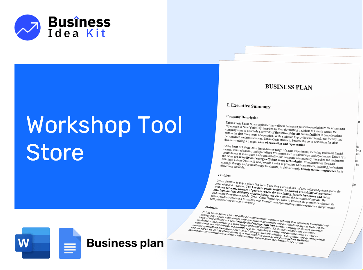 Workshop Tool Store Business Plan Example